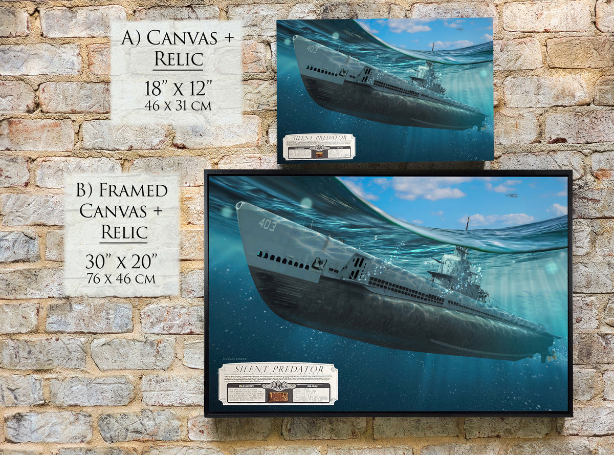 Silent Predator - USS Atule Submarine Canvas with Atule Relic – Aces In ...