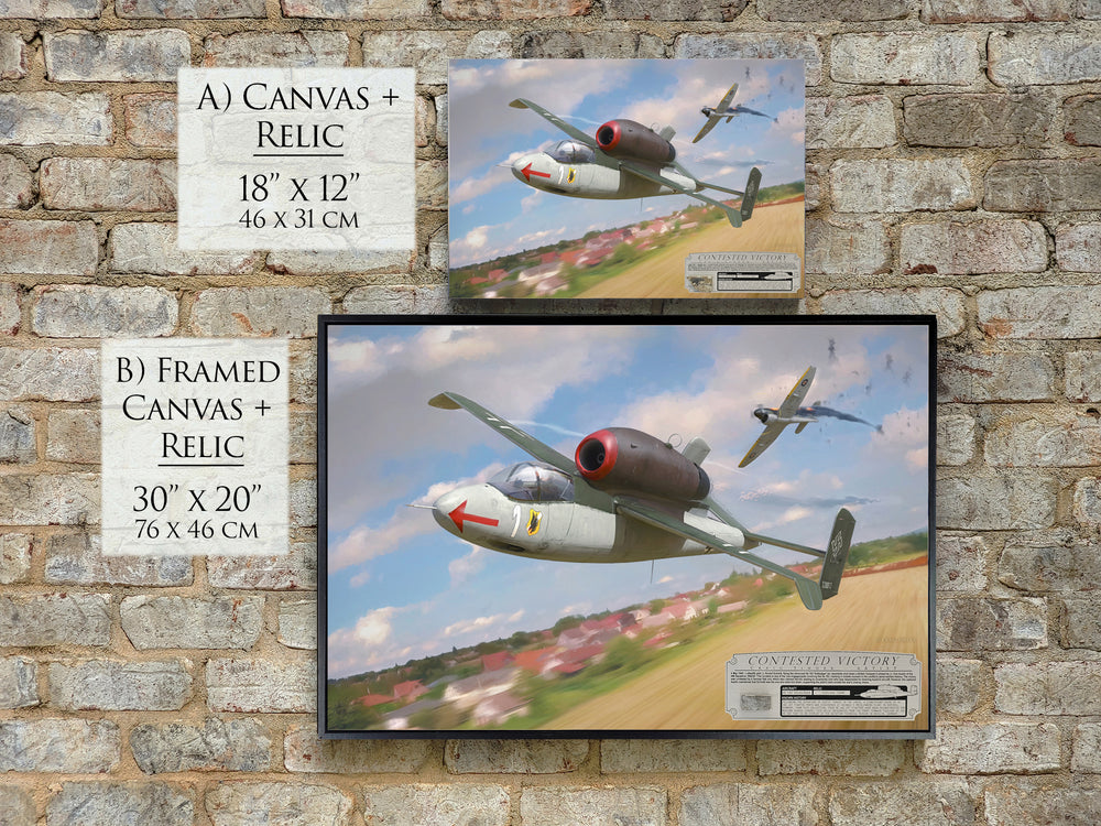 Contested Victory - He 162 Salamander Canvas with He 162 Relic – Aces ...