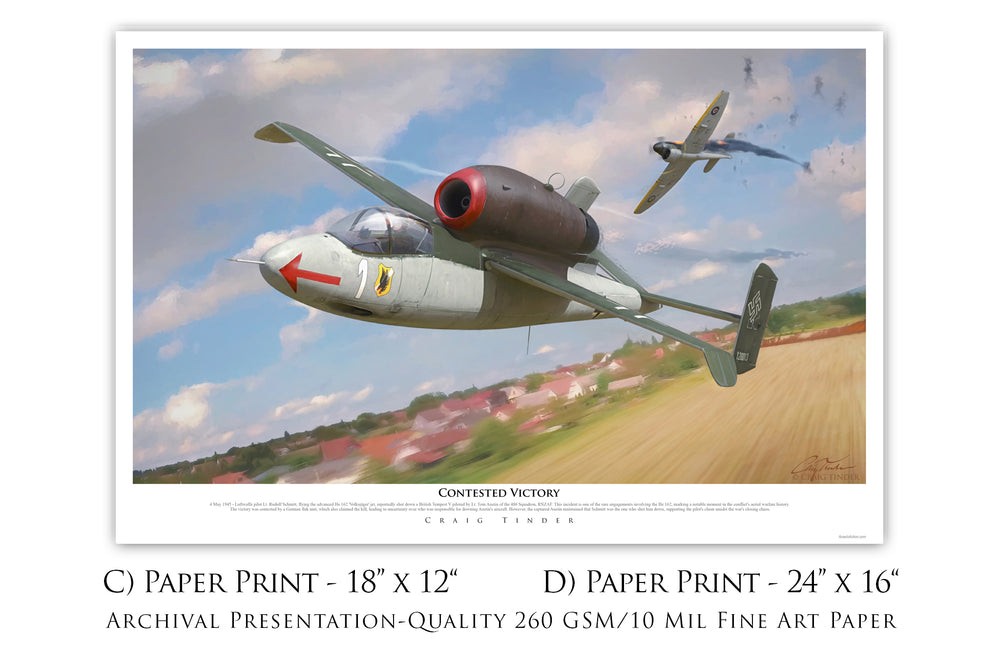 Contested Victory - He 162 Salamander Canvas with He 162 Relic – Aces ...