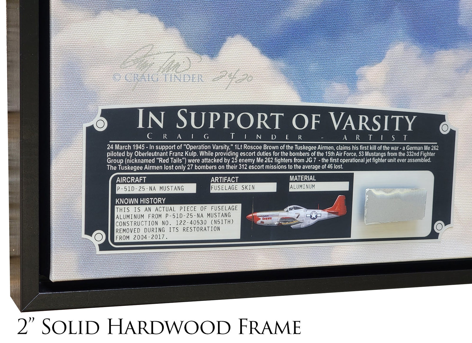 In Support of Varsity - P-51D Mustang Red Tails Canvas with P-51 Relic ...