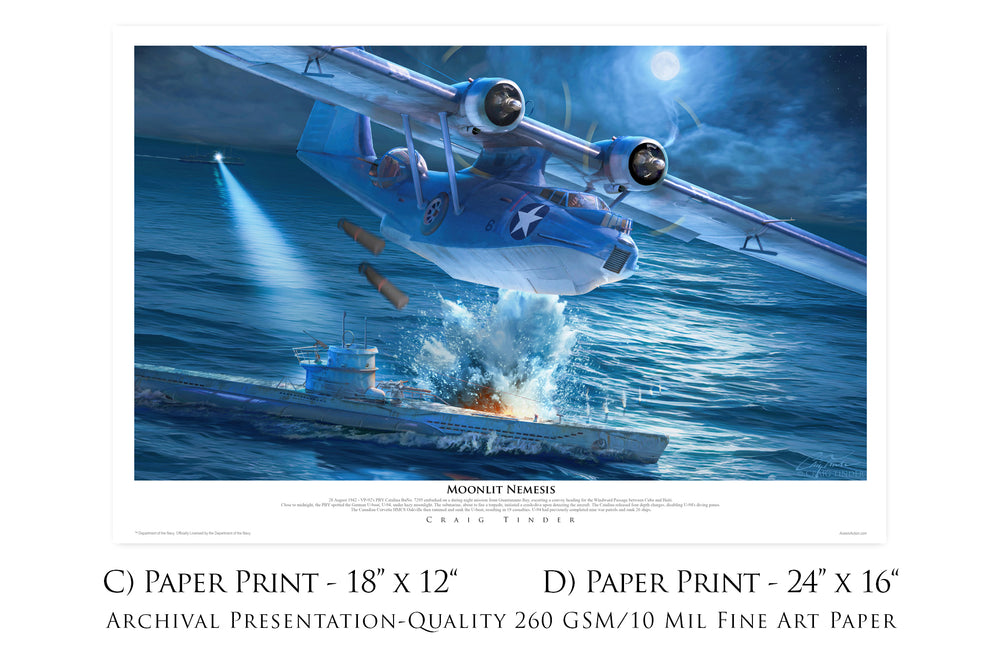 Moonlit Nemesis - PBY-5A Catalina Canvas with PBY Relic – Aces In ...