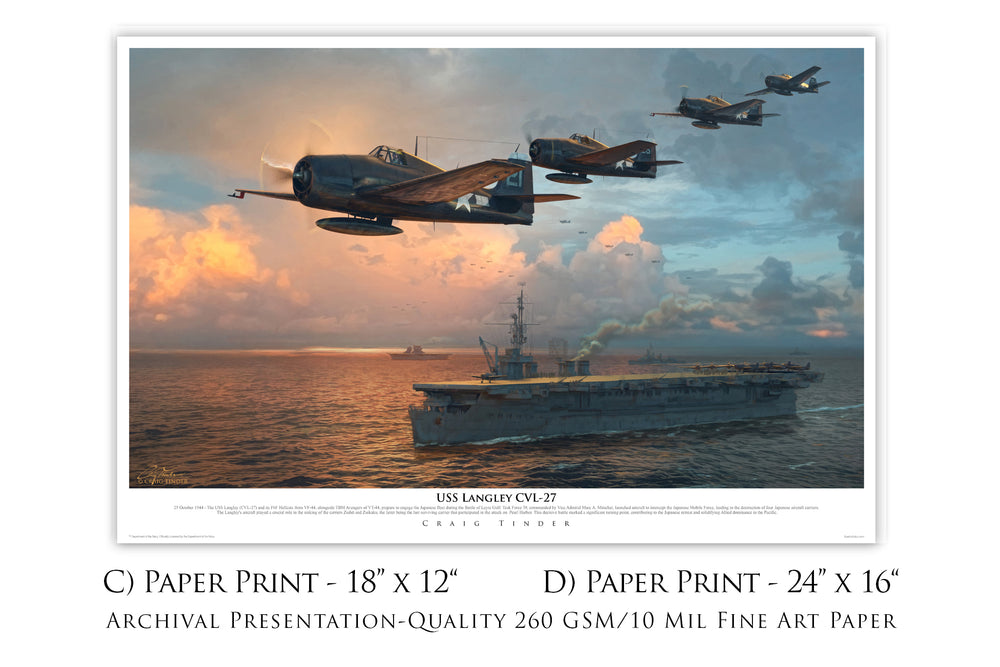 USS Langley CVL-27 Canvas with USS Langley Relic – Aces In Action ...