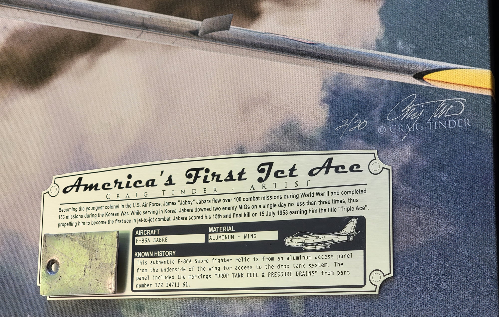America's First Jet Ace - F-86A Sabre Canvas with F-86A Relic – Aces In ...